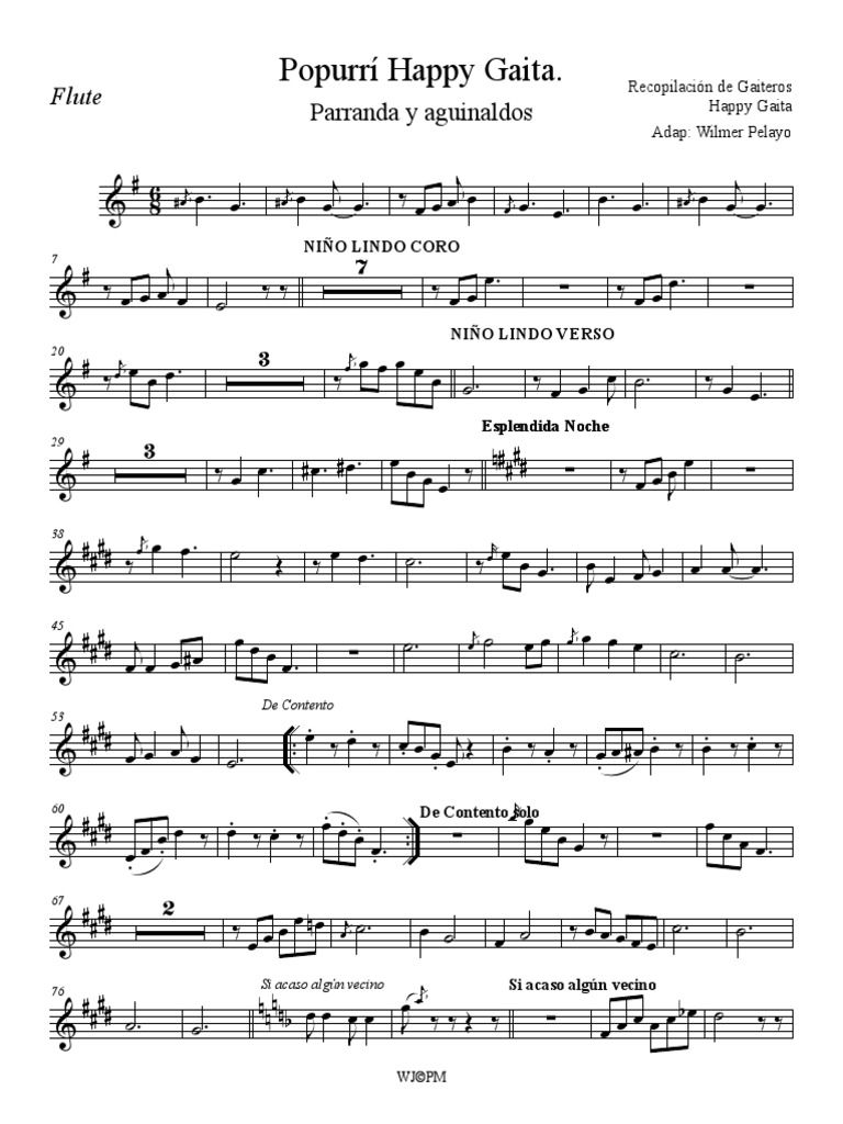 Popurri VERSIÖN CORTAHappy Gaita - Flute | PDF