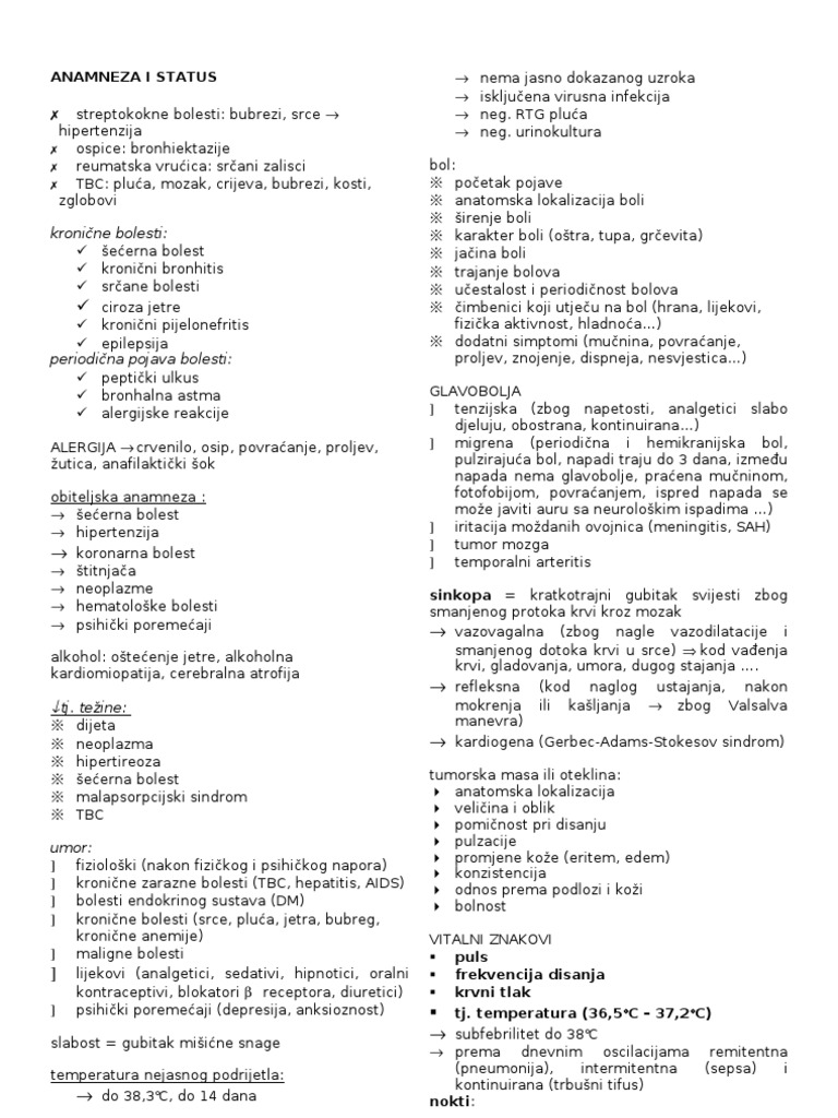 Anamneza I Status | PDF