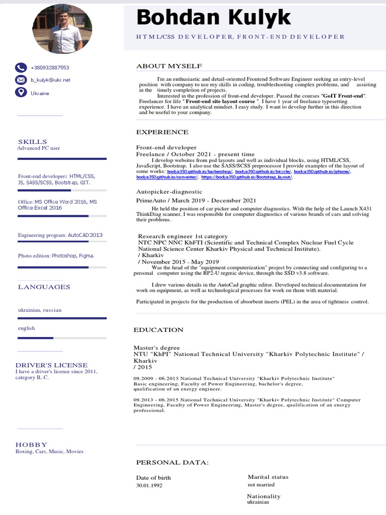 Resume Eng | PDF | Bootstrap (Front End Framework) | Computing