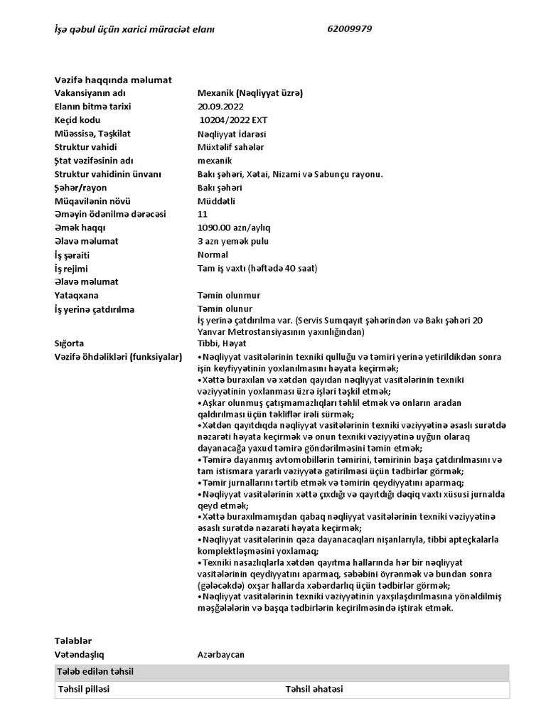 Data Overview - Mexanik (N#Qliyyat #ZR#) | PDF