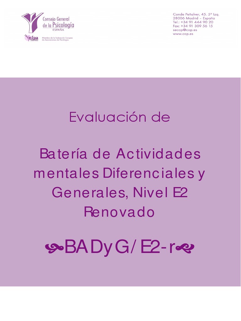 BADyG E2 R | PDF | Validez (Estadísticas) | Alfa de Cronbach