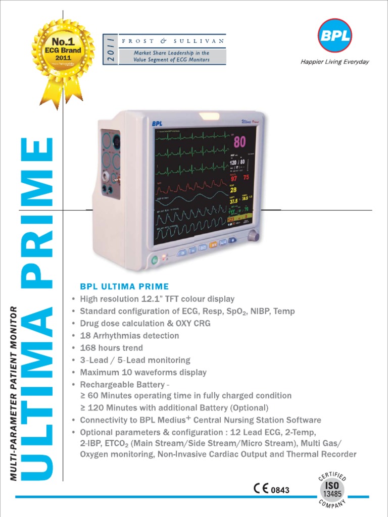 Patient Monitor BPL Model Ultima Prime | PDF