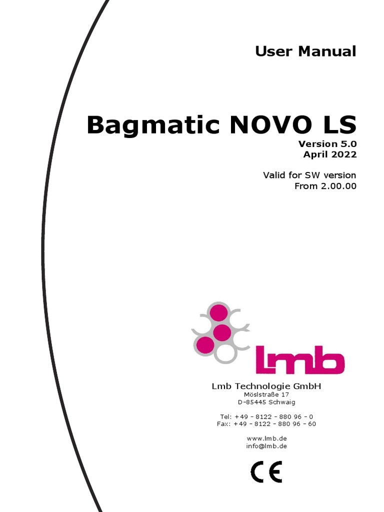 A5 User-Manual - Bagmatic Novo LS - v5.0 - EN | PDF | Battery Charger | Barcode