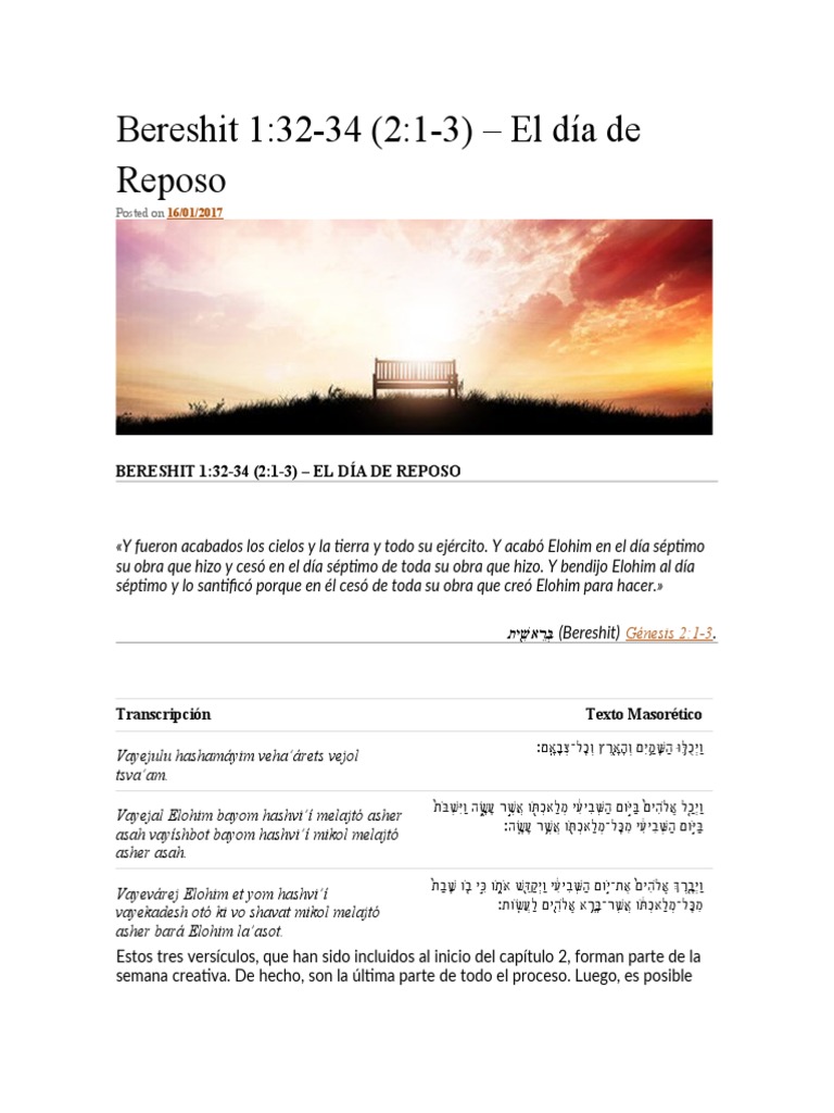 Bereshit 1 | PDF | Libro del Génesis | Shabat