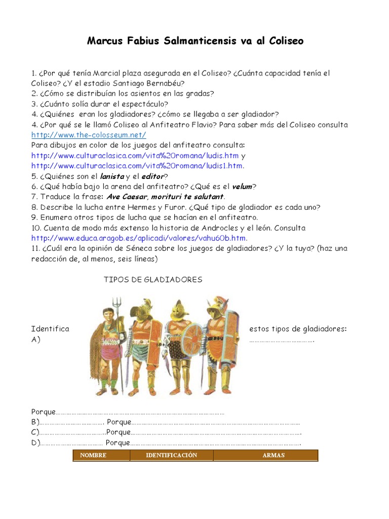 Marcus Fabius Salmanticensis Va Al Coliseo. y Al Circo Máximo | PDF ...