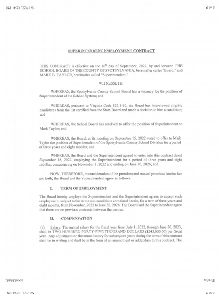 SCPS Superintendent Contract | PDF