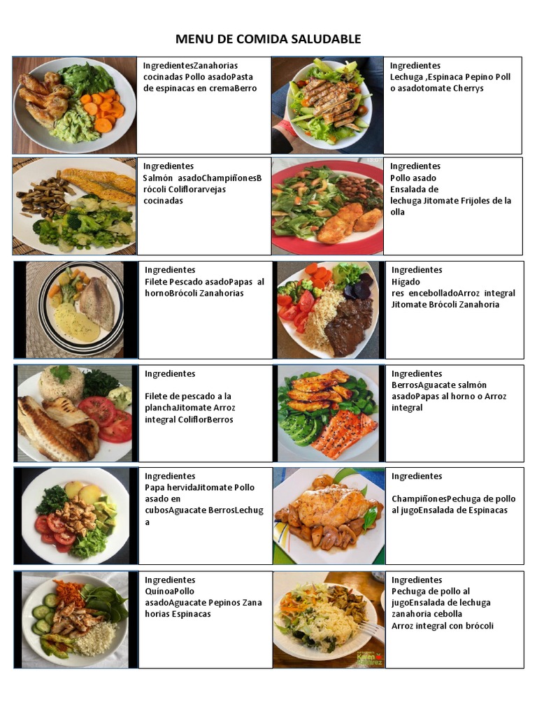 Menú de Comida Saludable | PDF | ensalada | filete