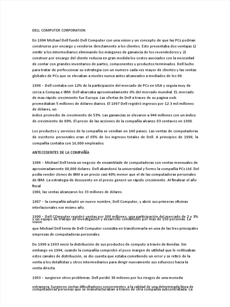 PDF Caso Dell Computer Corporation | PDF | Dell | Compatibles con PC Ibm