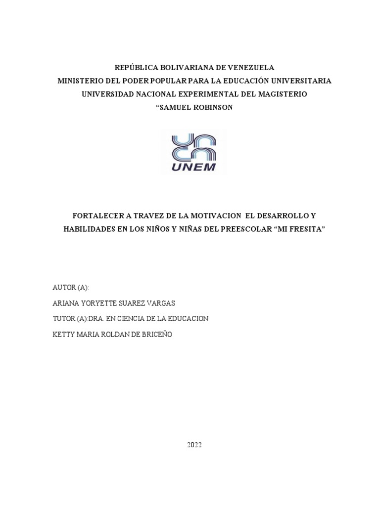 Trabajo de Grado Arianna Suarez 2022 | PDF | Método de enseñanza ...