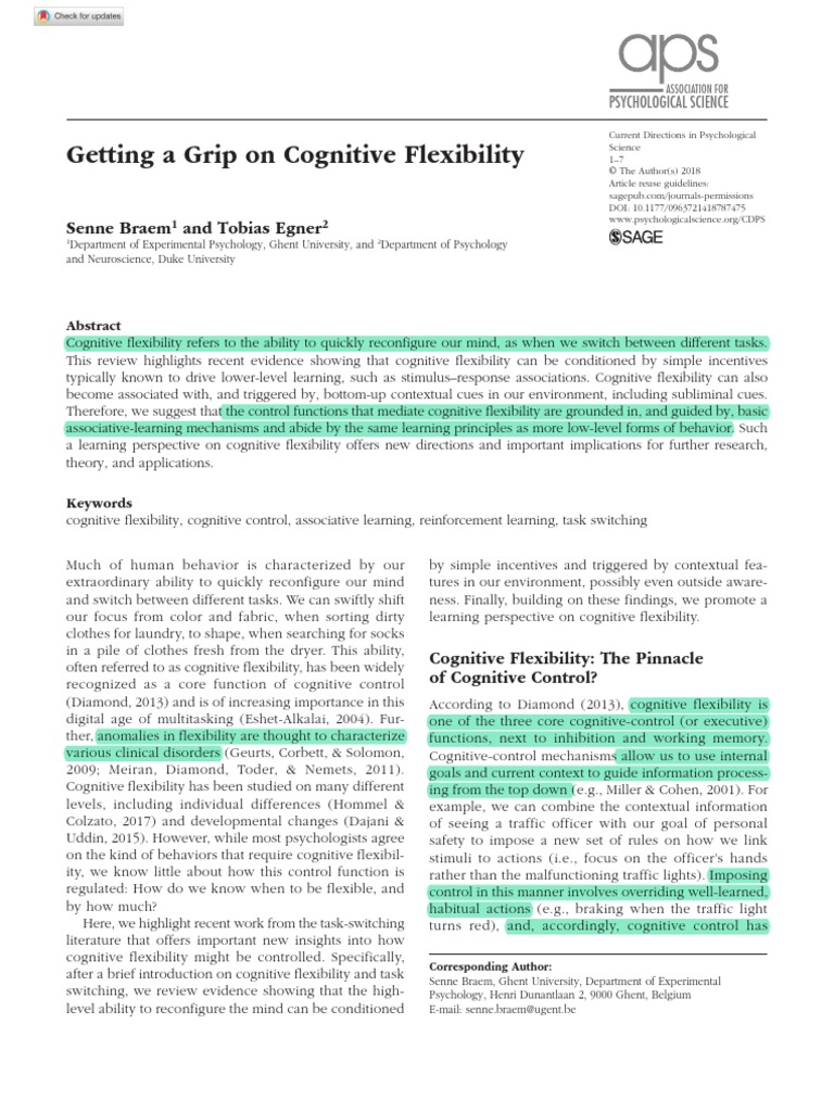 Braem 2018 - Getting A Grip On Cogn Flex - Review | PDF | Executive ...
