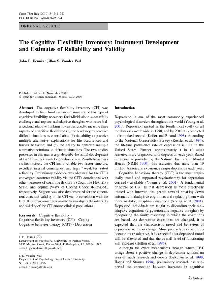 Cognitive Flexibility - Denis and Wal 2010 - Cognitive Flexibility ...