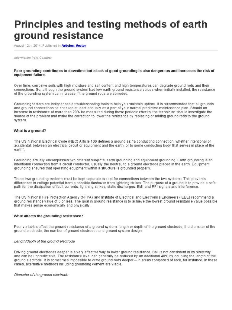 Ground Resistance Testing Guide | PDF | Electrical Impedance ...