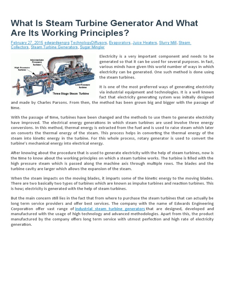 Steam Turbine Generator and What Are Its Working | PDF | Home & Garden ...