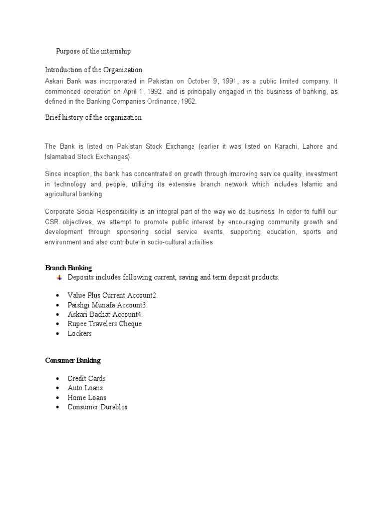 Purpose of The Internship | PDF | Cost Of Living | Banks