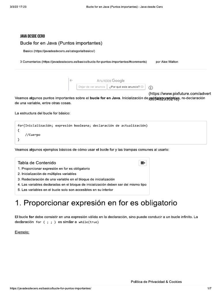 Bucles For en Java | PDF