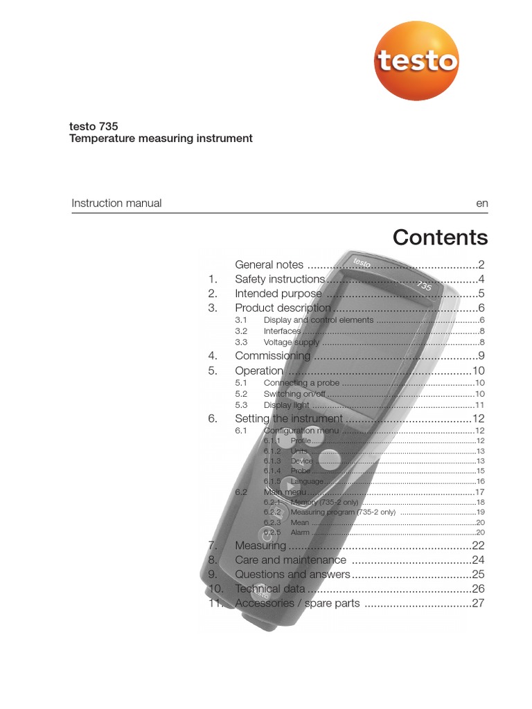 Testo 735 Instruction Manual | PDF | Radio | Electromagnetic Interference