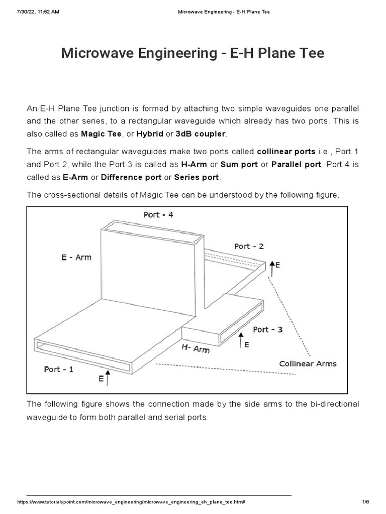 Microwave Engineering - E-H Plane Tee | PDF | Antenna (Radio ...