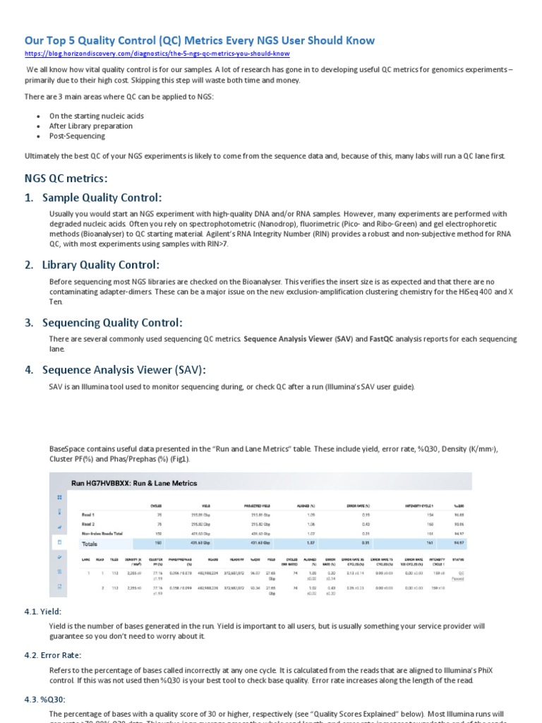 NGS QC Metrics | PDF | Dna Sequencing | Nucleic Acids