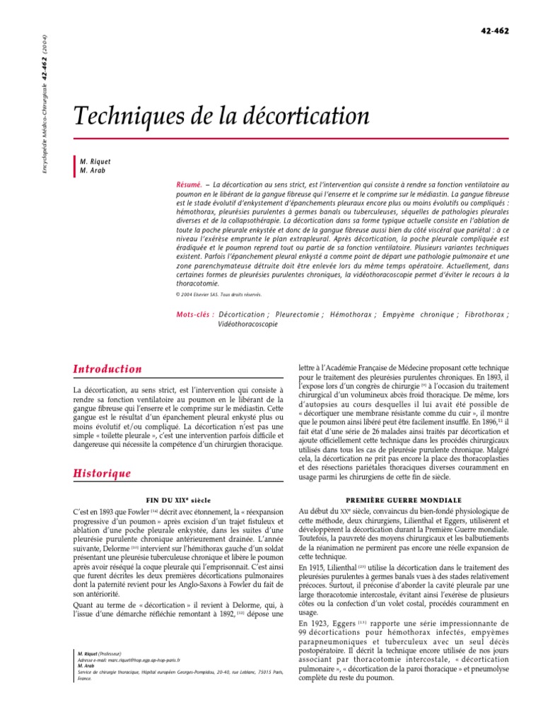 Techniques de La Décortication | PDF | Poumon | Spécialités médicales