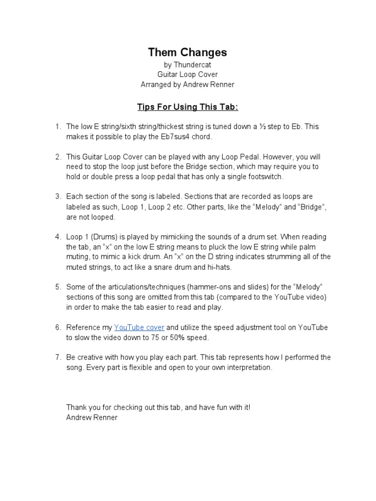 Them Changes | PDF | String Instruments | Drum Kit