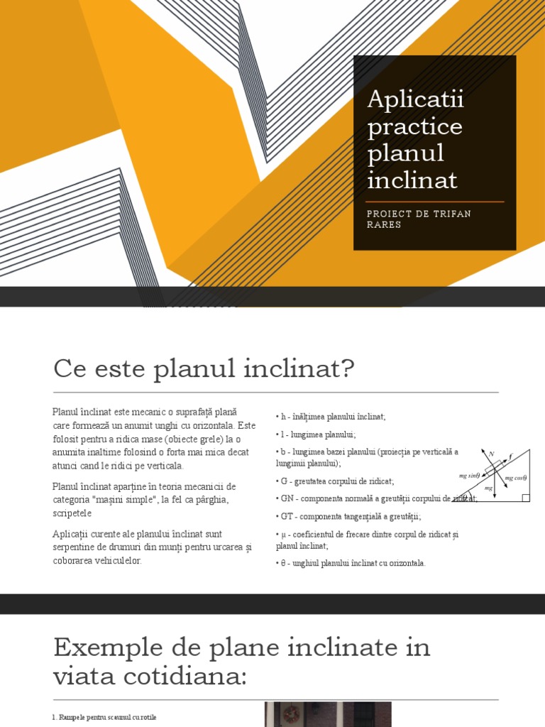Aplicatii Practice Planul Inclinat | PDF