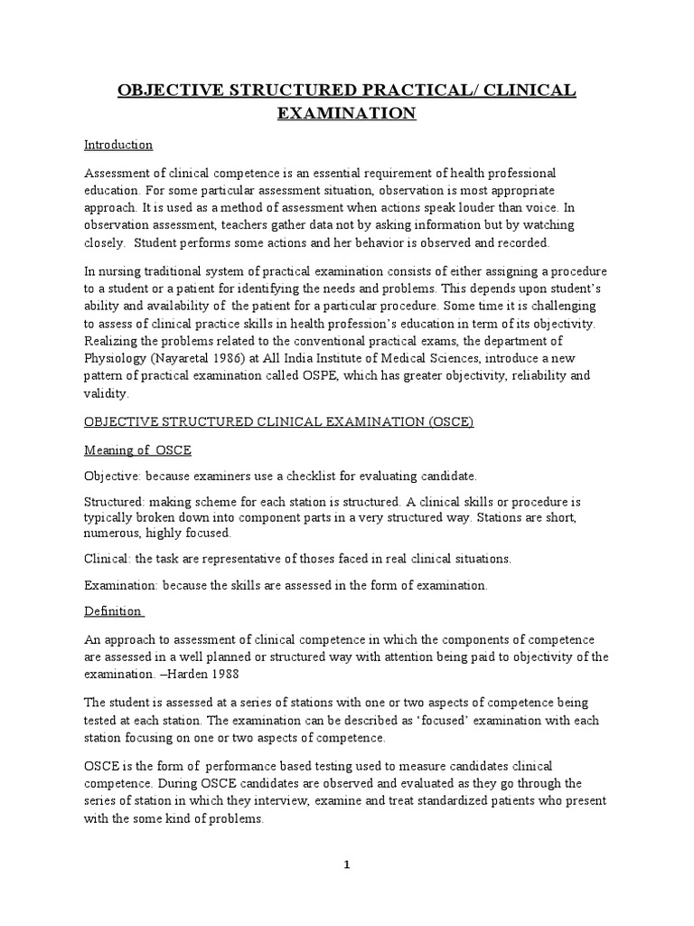 Ospe Osce Content Pdf Test Assessment Educational Assessment