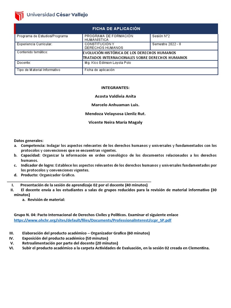Ficha de Aplicación 02 Subir | PDF | Convenio europeo de derechos humanos | Derechos humanos