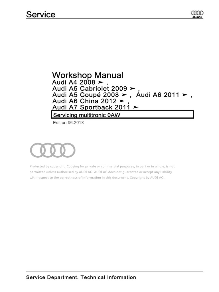 Manual 0AW | PDF | Audi | Manufactured Goods