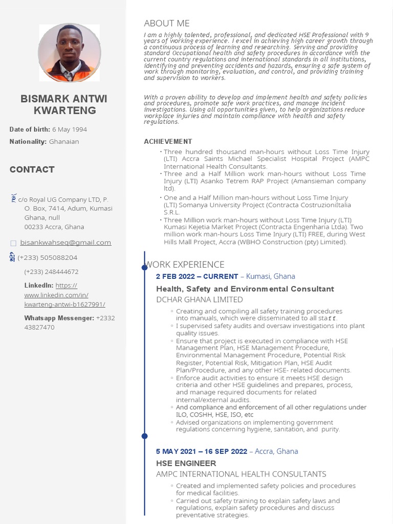 Bismark Antwi .Kwarteng. | PDF | Occupational Safety And Health | Safety