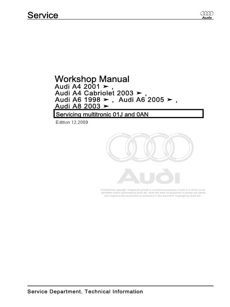 Servicing Multitronic 01J and 0AN | PDF | Audi | Vehicles