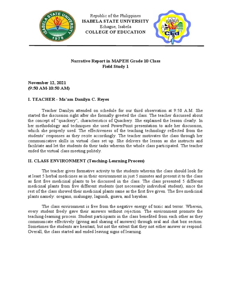 Grade 10 MAPEH Accomplishment Report | PDF | Teachers | Psychological ...