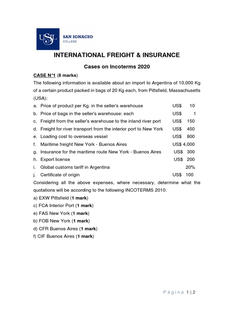 Homework - Cases On Incoterms 2020 | PDF | Freight Transport | Trade