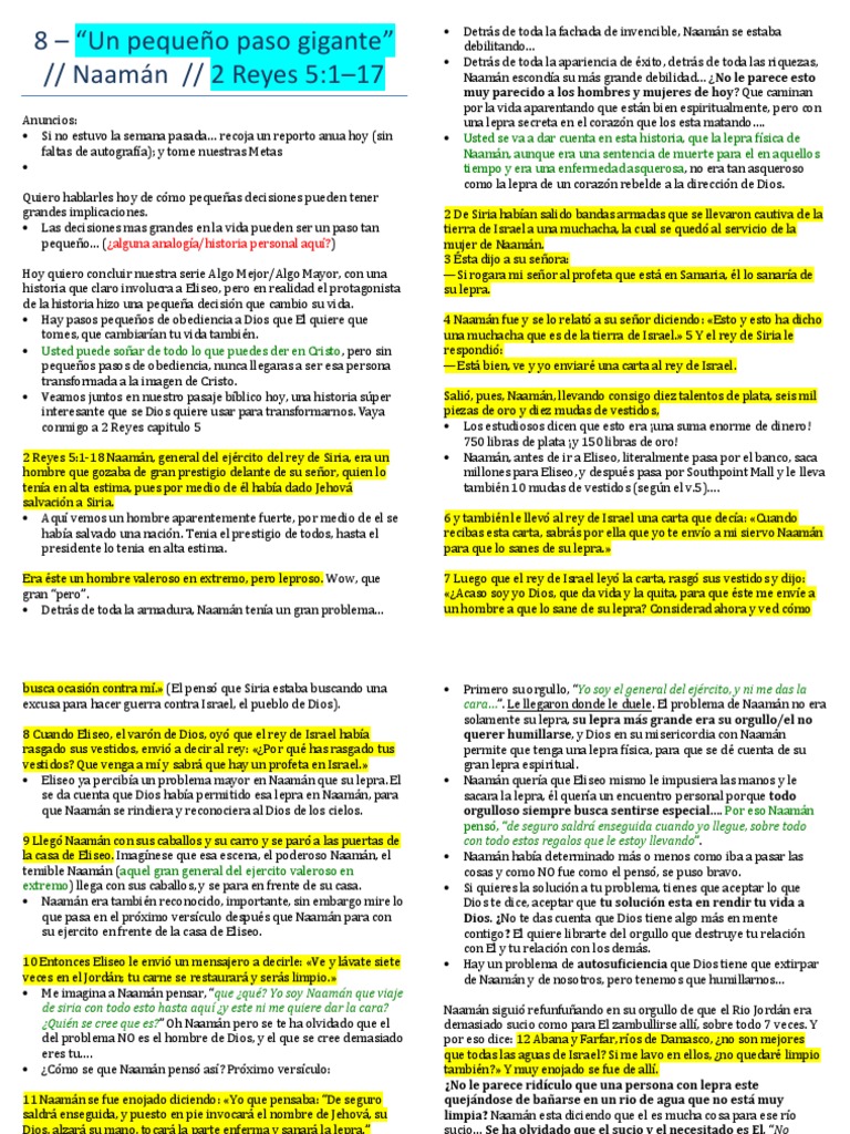 Un Pequeno Paso Gigante, Naaman, 2 Reyes 5 1-18 | PDF | Salvación | Pecado