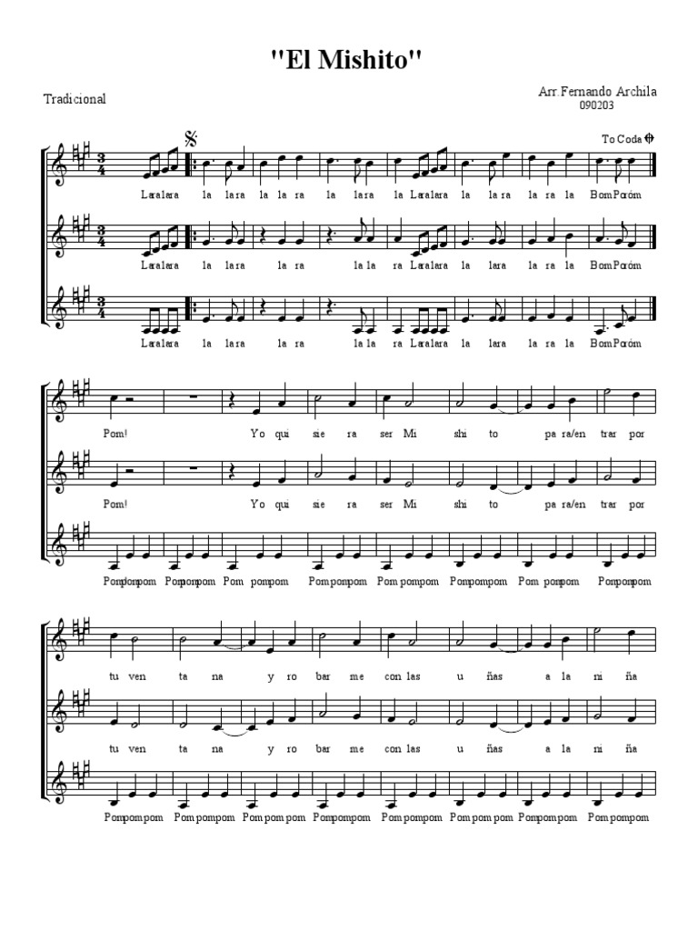 Letra de "El Mishito" Tradicional | PDF