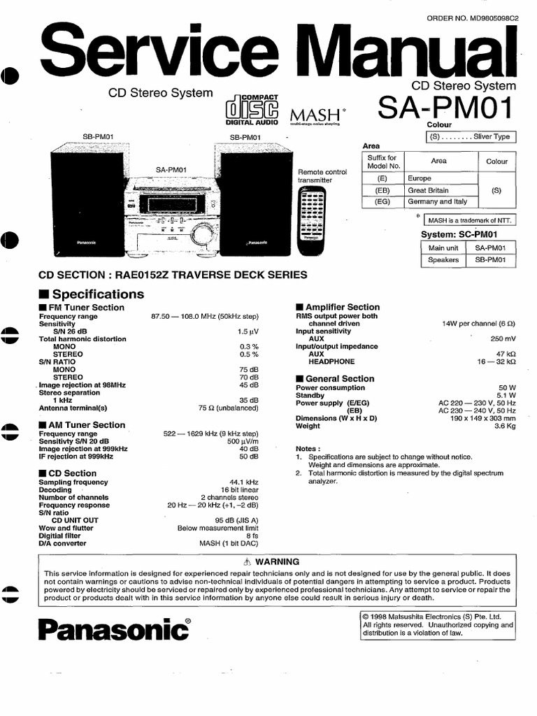 Manual Panasonic SA-PM 01 | PDF