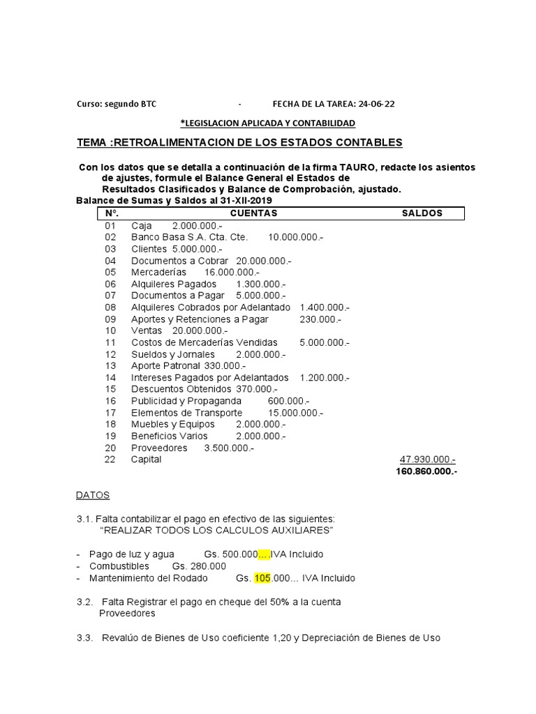 Ejercicio de Contabilidad de Segundo Curso. | PDF | Depreciación | Contabilidad