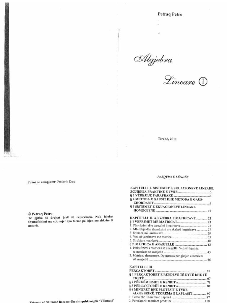 Algjeber Linare 1 - Petraq Petro | PDF