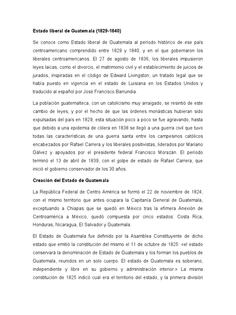 Estado Liberal de Guatemala 1829-1840 | PDF | Guatemala