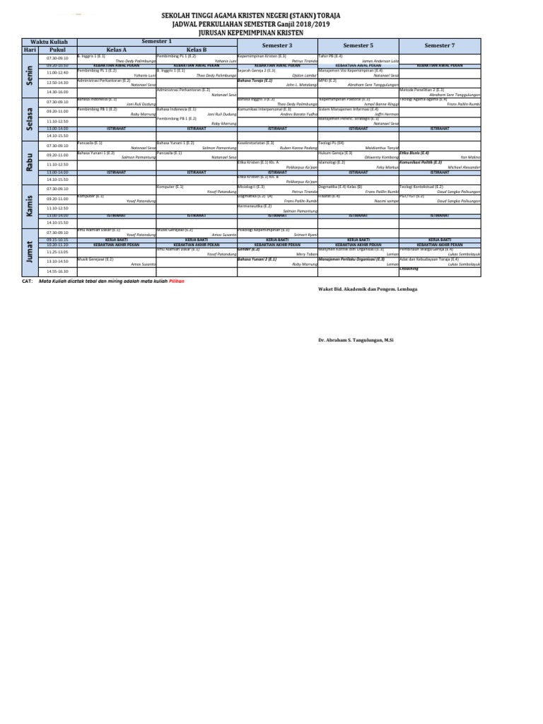 Jadwal S. Ganjil 2022-2023 Revisi 8 Agts 2022 | PDF