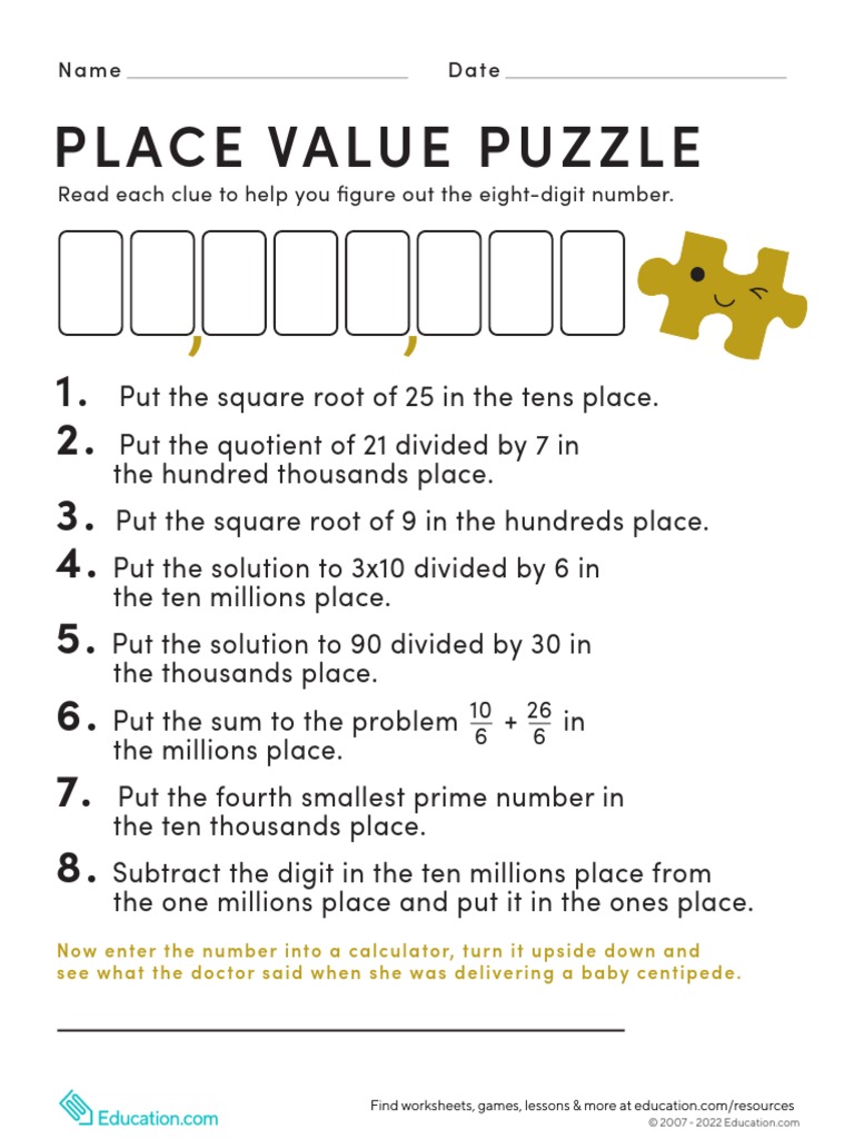 Place Value Puzzle | PDF | Teaching Methods & Materials