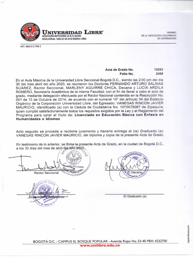 Certificación Estudios Realizados. | PDF