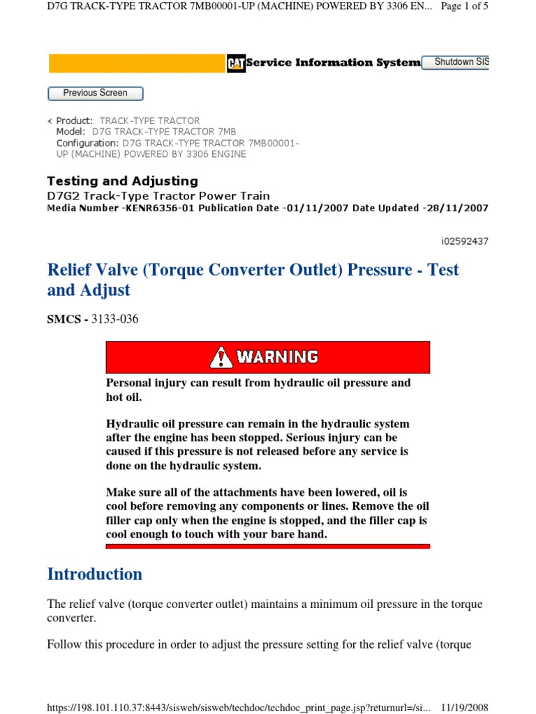 Relief Valve (Torque Converter) | PDF | Tractor | Valve