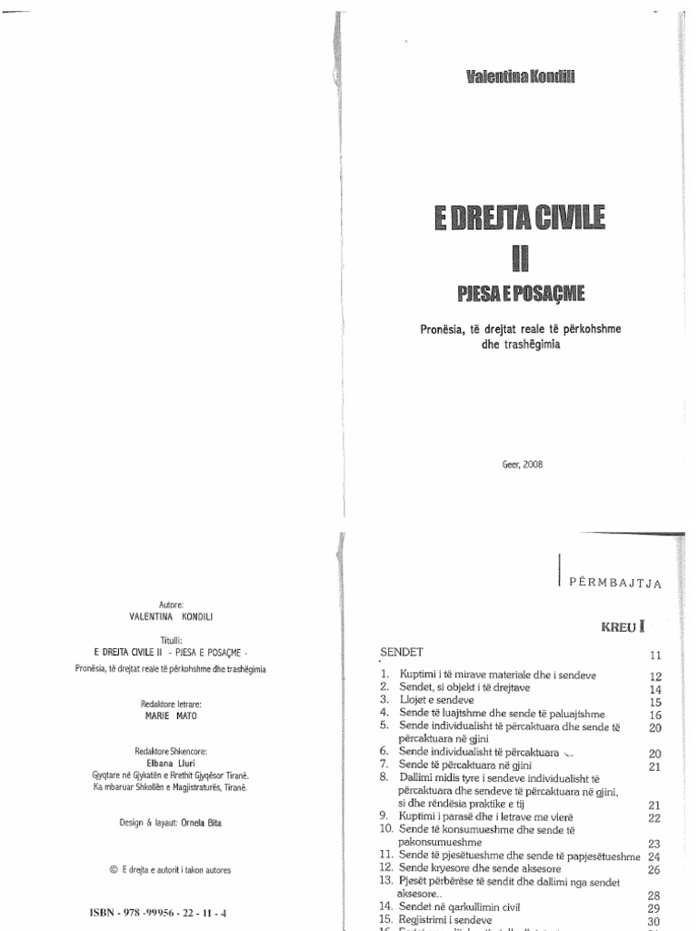 E DREJTA CIVILE II Pjesa e Posacme Valentina Kondili | PDF