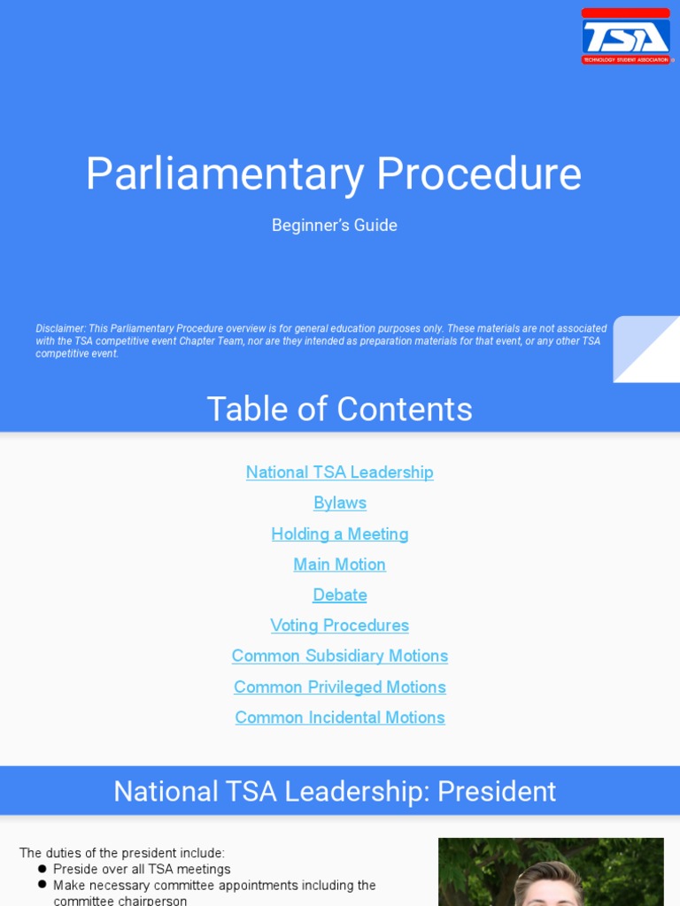 Parliamentary Procedure Basics Tsa | PDF | Parliamentary Procedure ...