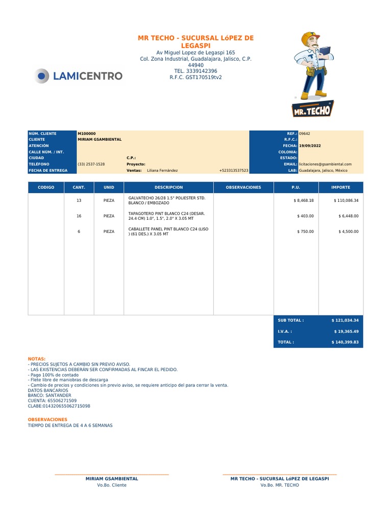 Cotización de Materiales de Construcción | PDF | Bancario