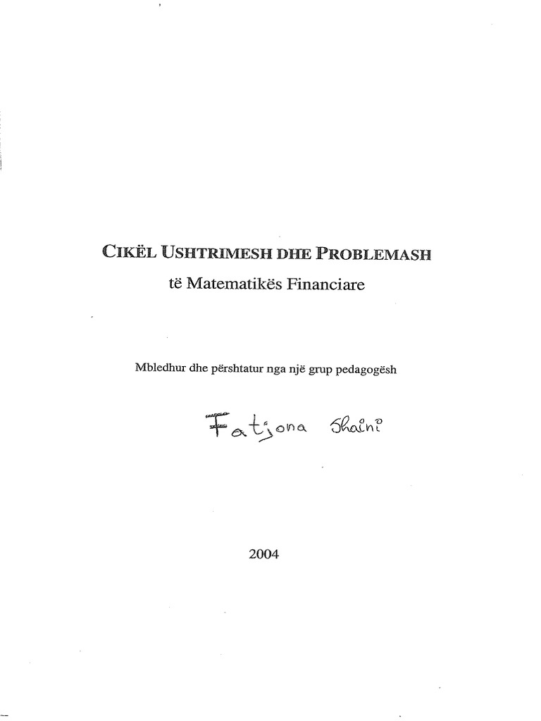Cikel Ushtrimesh Dhe Problemash Te Matematikes Financiare | PDF