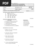 English Grade 5 Model Paper | PDF | Multiple Choice | Linguistic Typology