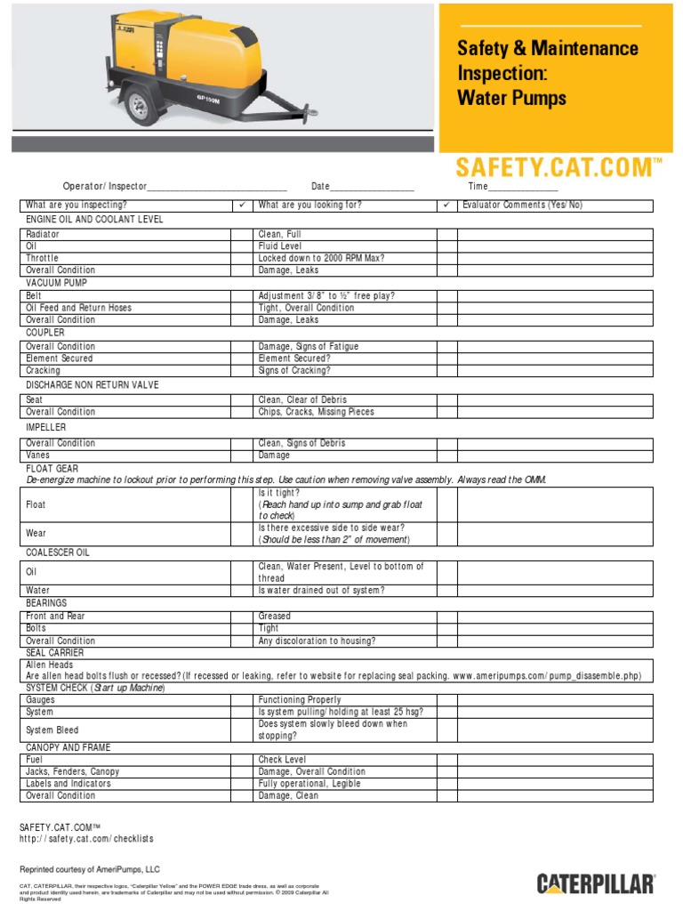 Cat Safety & Maintenance Checklist - SYKES PUMPS | Download Free PDF ...