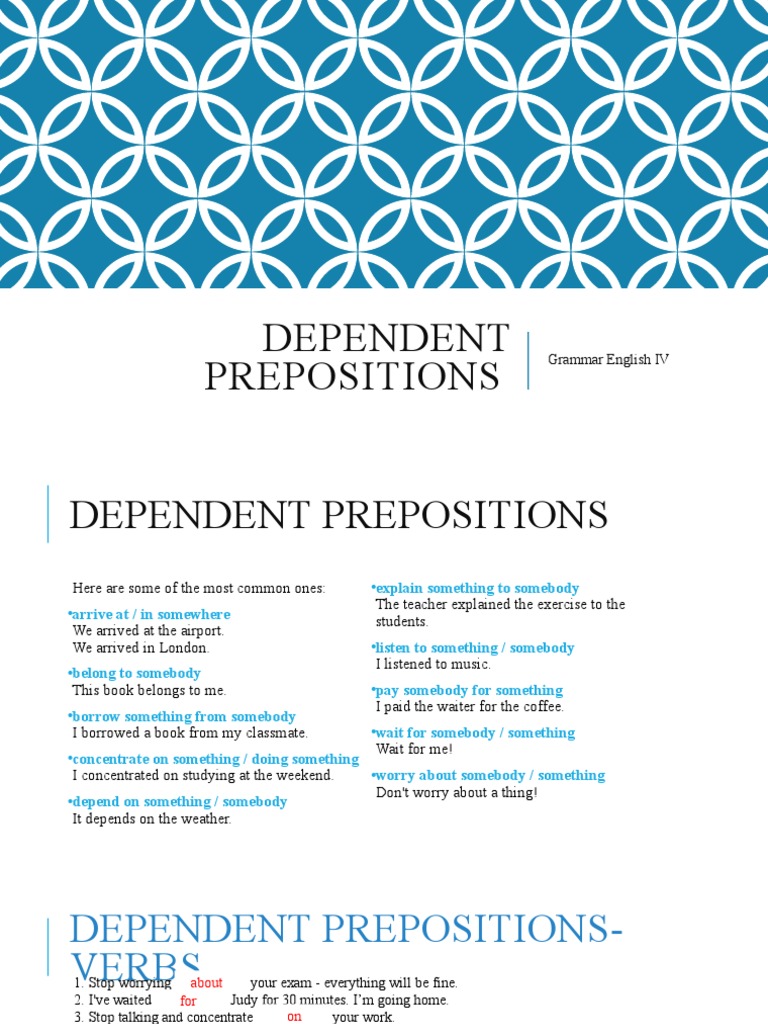 Dependent Prepositions | PDF | Grammar | Linguistics
