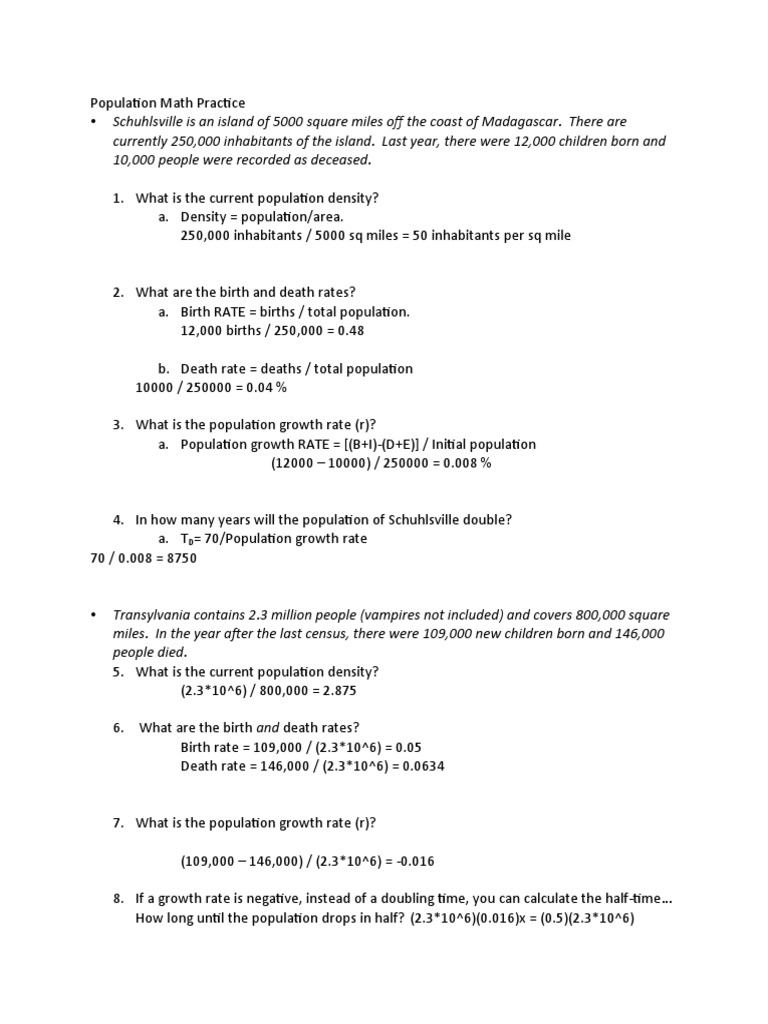 Population Math Practice | PDF | Environmental Science | Environmental ...